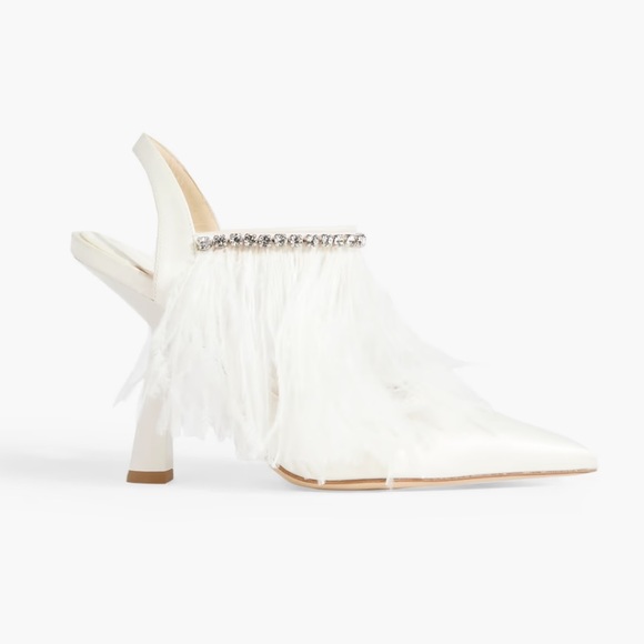 Jimmy Choo | Shoes | Jimmy Choo White Feather Embellished Heels | Poshmark